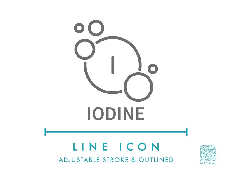 Iodine Line Icon SVG, Minimalist Iodine Nutrition Food Symbol PNG, I ...