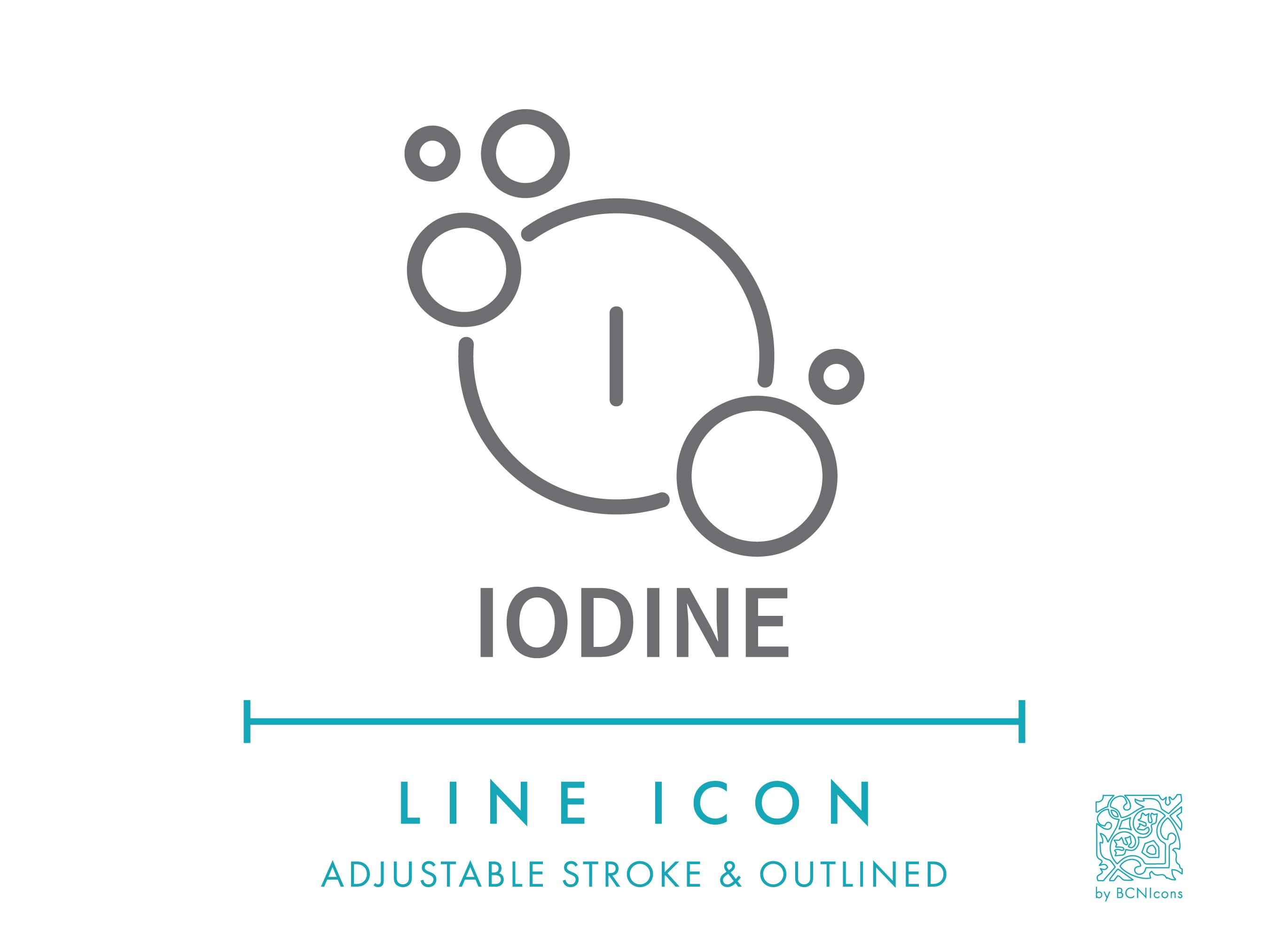 Iodine Line Icon SVG, Minimalist Iodine Nutrition Food Symbol PNG, I ...