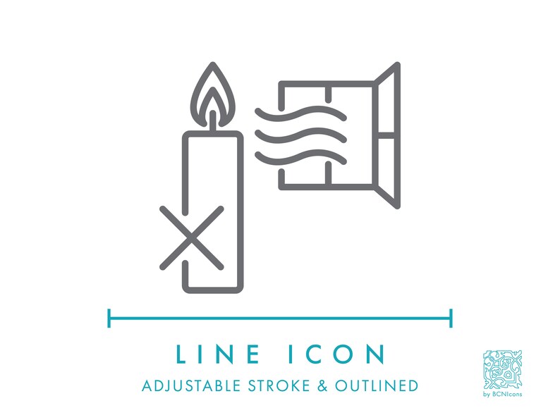 Do Not Burn in A Draught Candle Safety Line Icon SVG, Keep Away From ...
