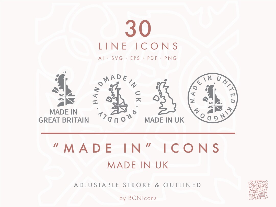 MADE IN UK / Great Britain Made Line Icons Pack Svg, Outline Product ...