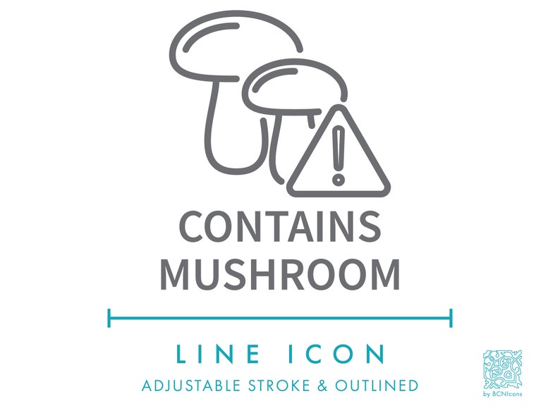 Contains Mushroom Line Icon SVG Minimalist Allergy Warning - Etsy