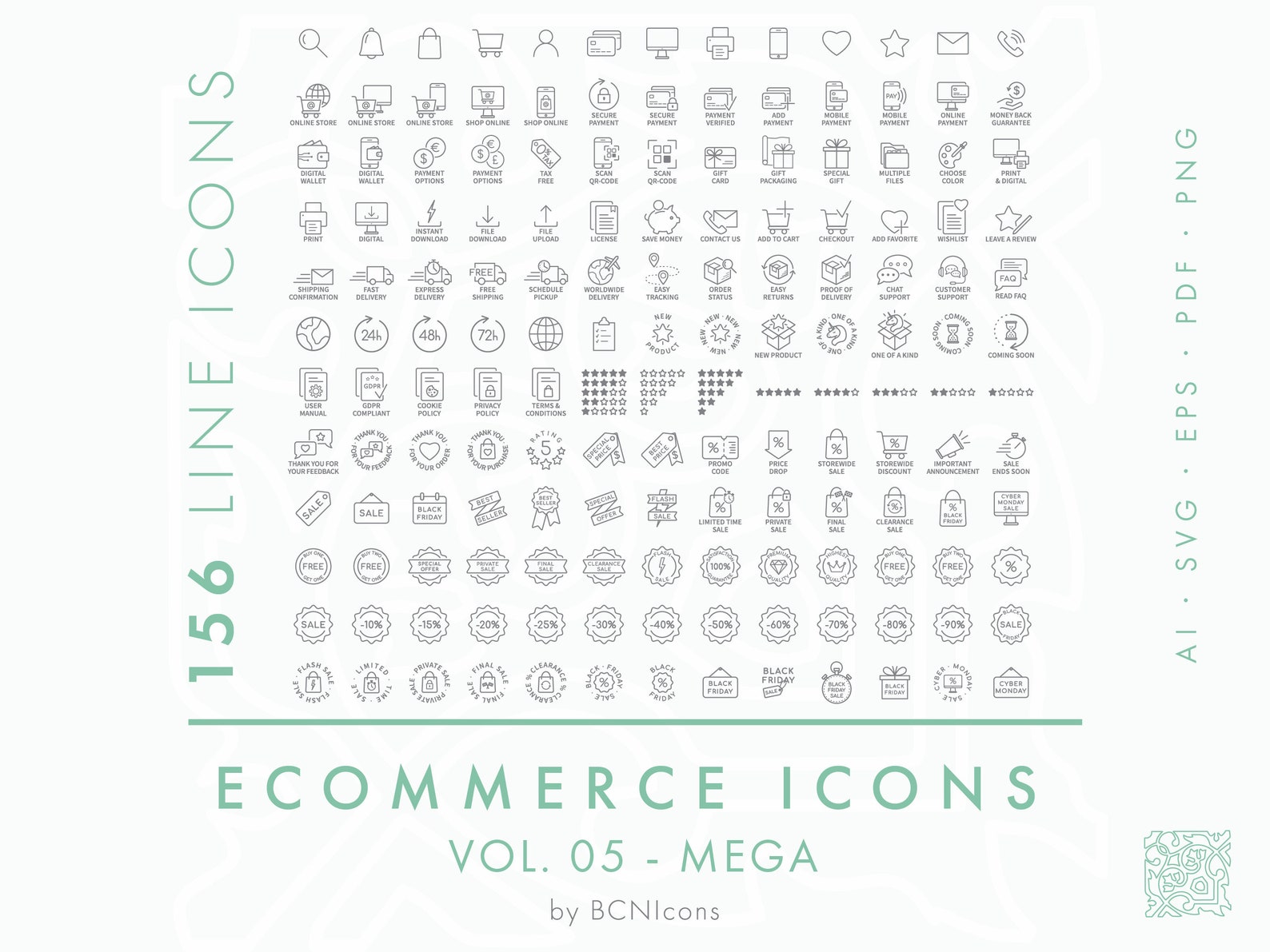 Ecommerce Symbols Vol. 05 Mega Icon Pack SVG, Minimalist Online Shop ...