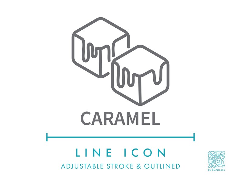 Caramel Bar Line Icon SVG, Caramel Ingredient Flavor Food Clipart PNG ...