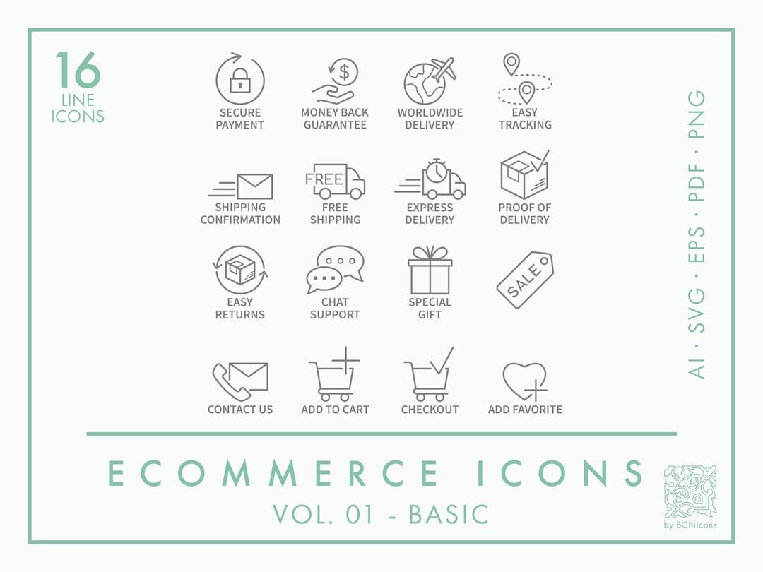 Ecommerce Symbols Vol. 01 Basic Icon Pack SVG Minimalist - Etsy
