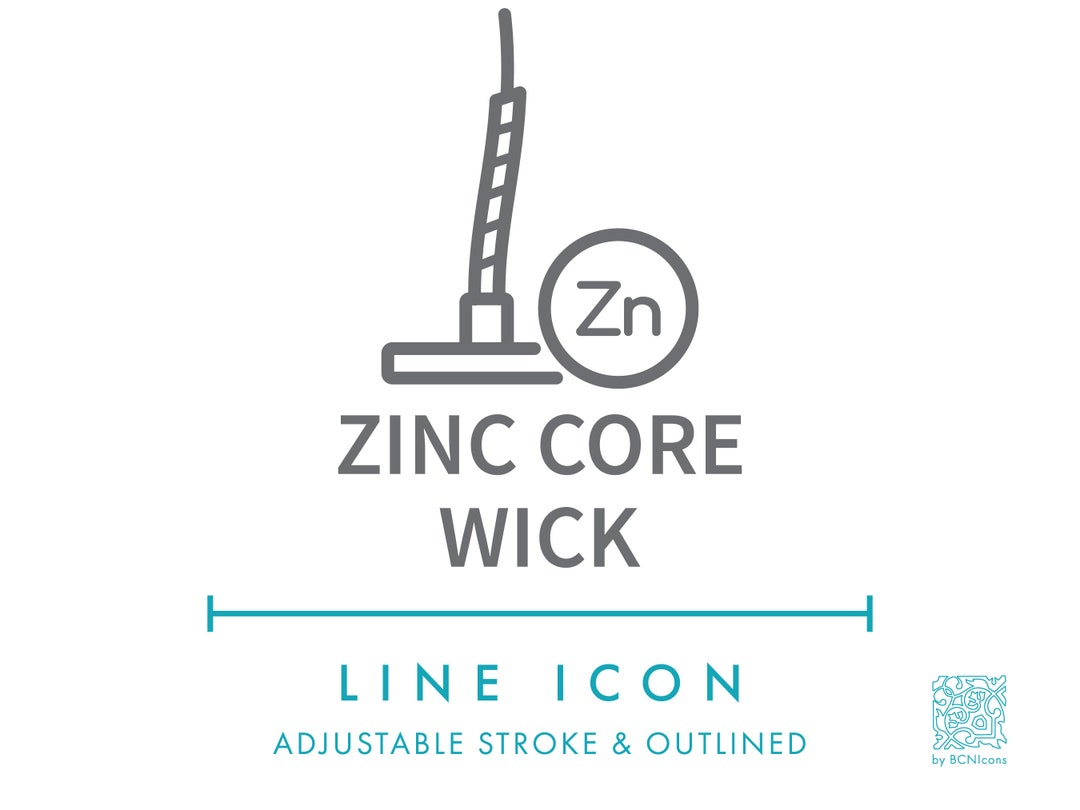 Zinc Core Wick Line Icon SVG, Minimalist Wax Candle Packaging Clipart ...