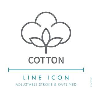 Cotton Textile Line Icon SVG, Minimalist Fabric Fiber Clip Art PNG ...