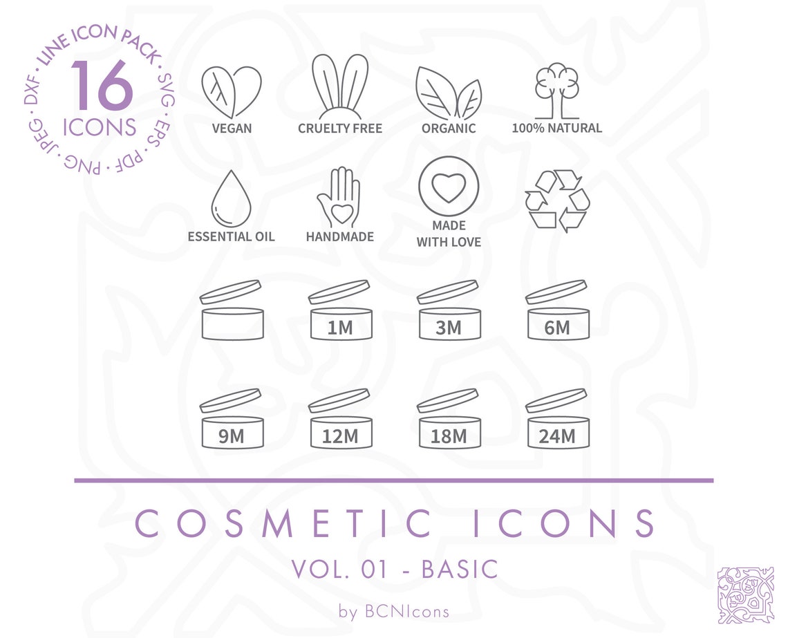 BASIC PACK: Cosmetics Packaging Symbols Vol. 01 Line Icon SVG | Etsy