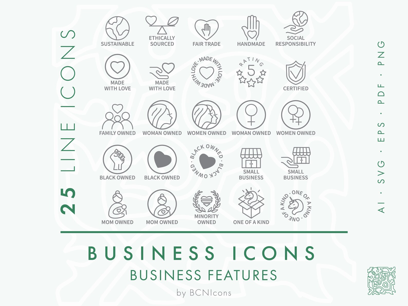 Business Features Symbols Line Icons Pack SVG, Minimalist Small ...