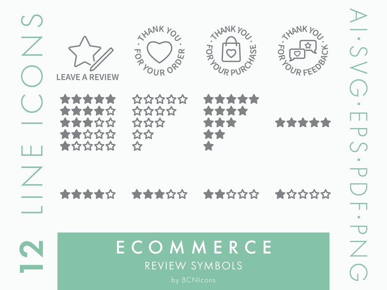 REVIEW SYMBOLS Ecommerce Line Icon Pack SVG, Minimalist Online Order ...