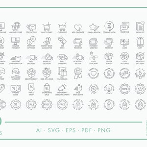 ADVANCED PACK: Ecommerce Symbols Vol. 03 Icon Pack SVG - Etsy