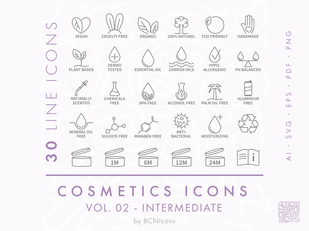 Cosmetics Packaging Symbols Vol. 02 Intermediate Line Icons Pack SVG ...