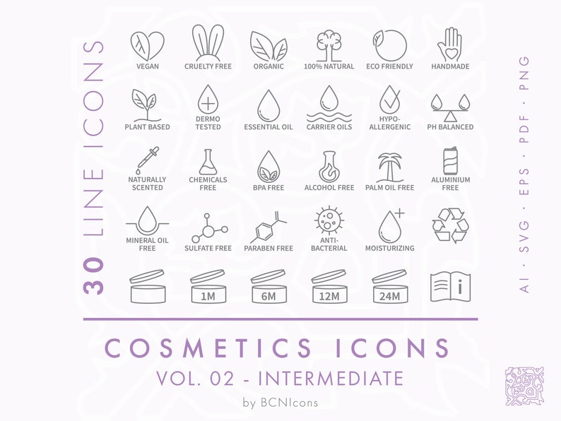 Cosmetics Packaging Symbols Vol. 02 Intermediate Line Icons Pack SVG ...