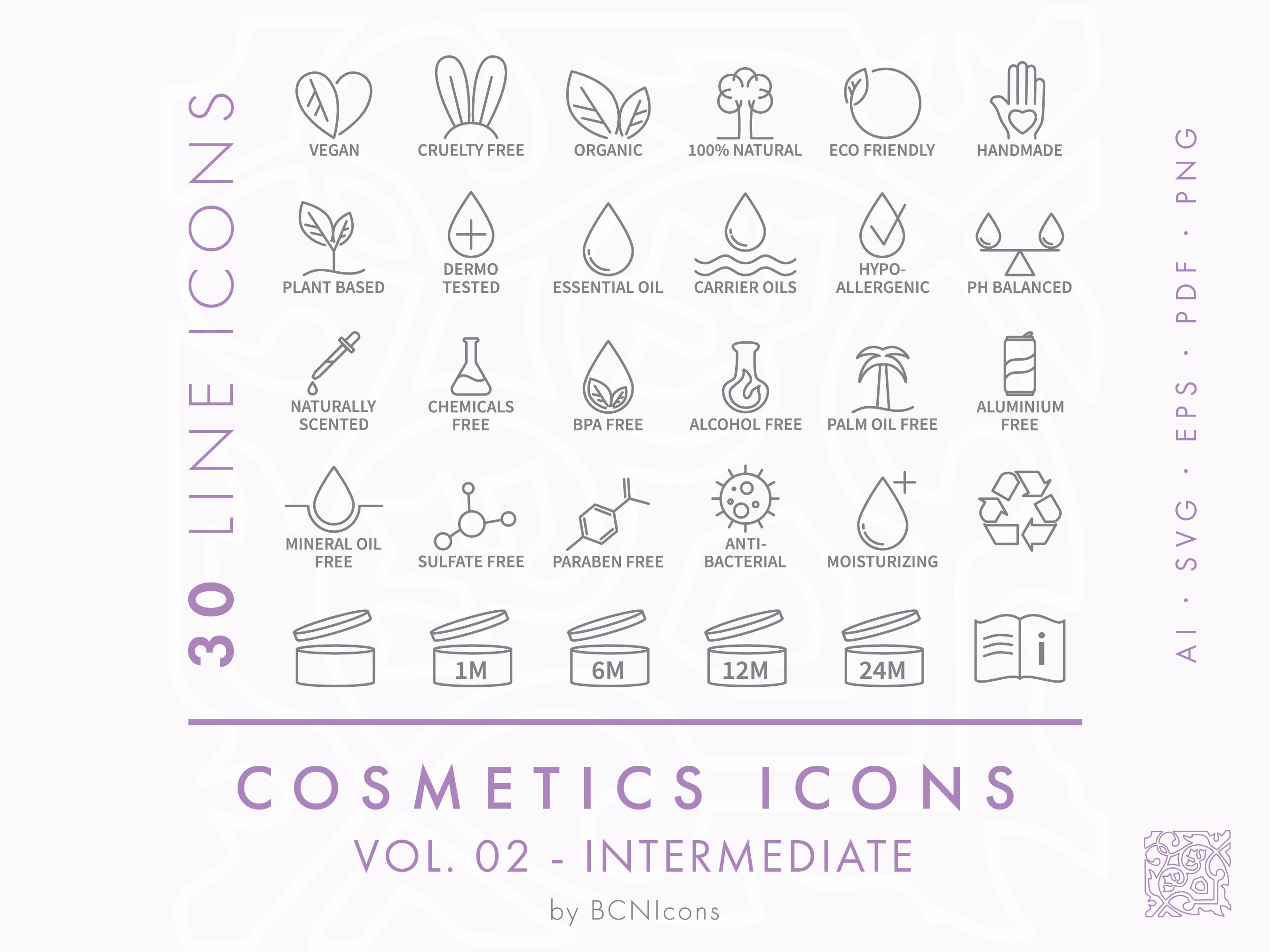 Cosmetics Packaging Symbols Vol. 02 Intermediate Line Icons Pack SVG ...
