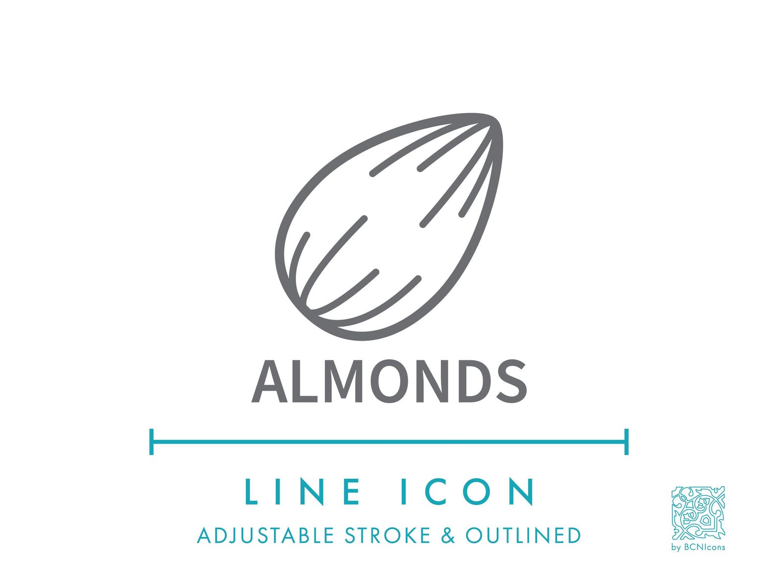 Almonds Line Icon SVG, Minimalist Nuts Ingredient Food & Cosmetics Clip ...