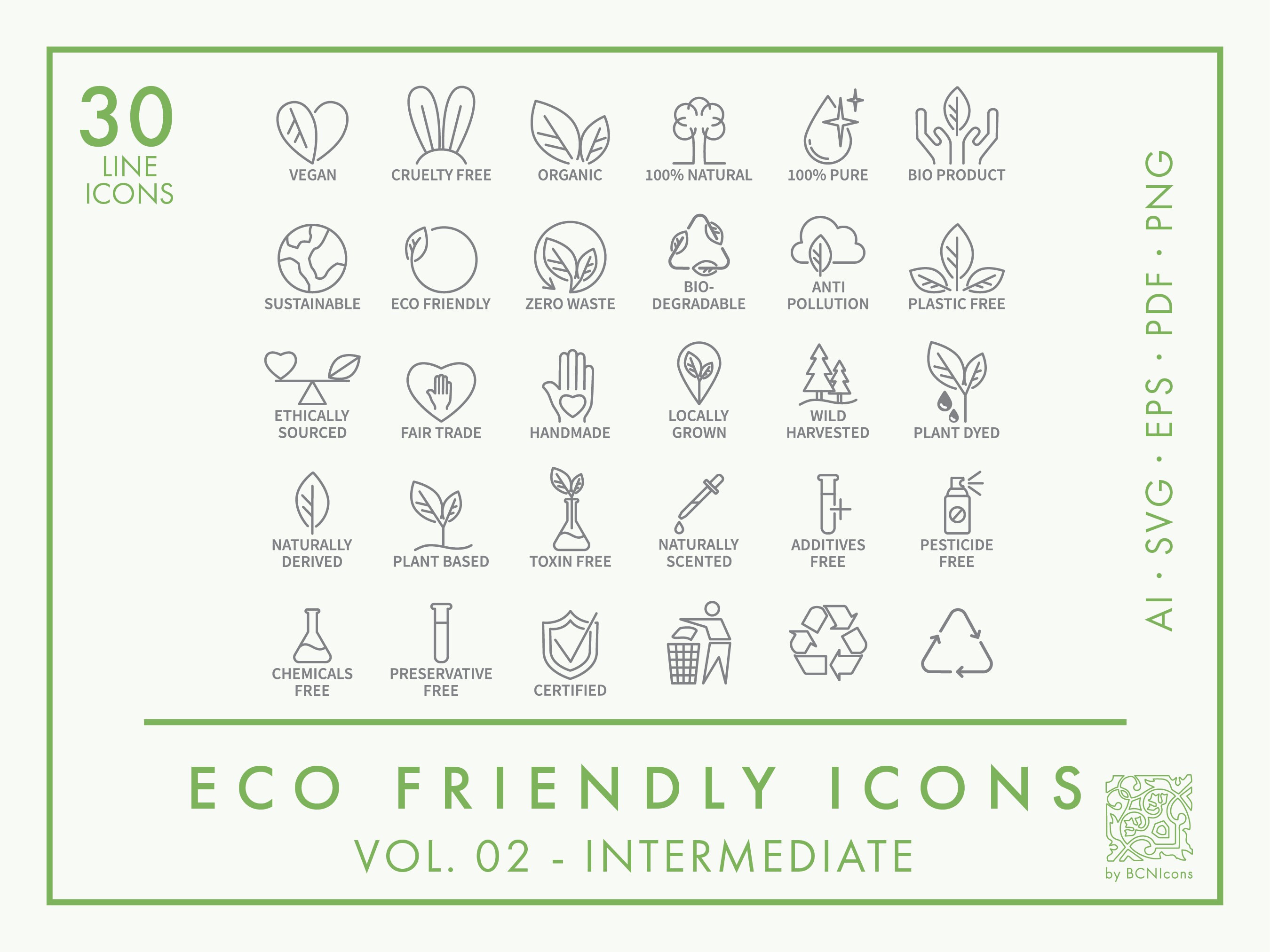 Eco Friendly Line Icons Vol. 02 INTERMEDIATE PACK Svg - Etsy
