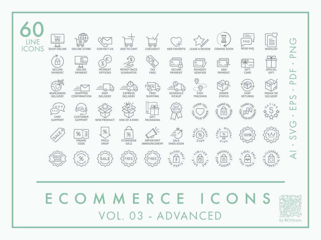 Ecommerce Symbols Vol. 03 Advanced Icon Pack SVG Minimalist - Etsy
