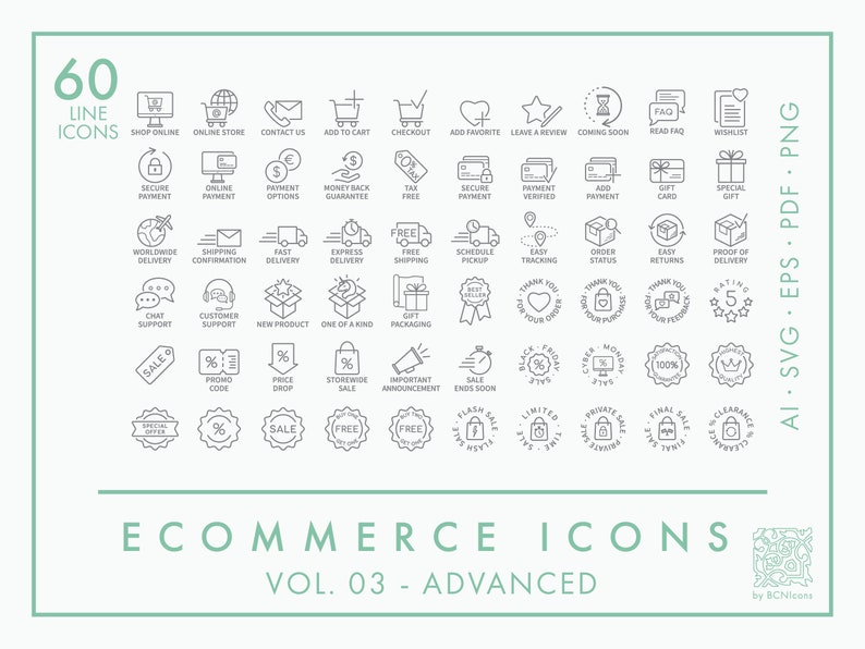 ADVANCED PACK: Ecommerce Symbols Vol. 03 Icon Pack SVG - Etsy