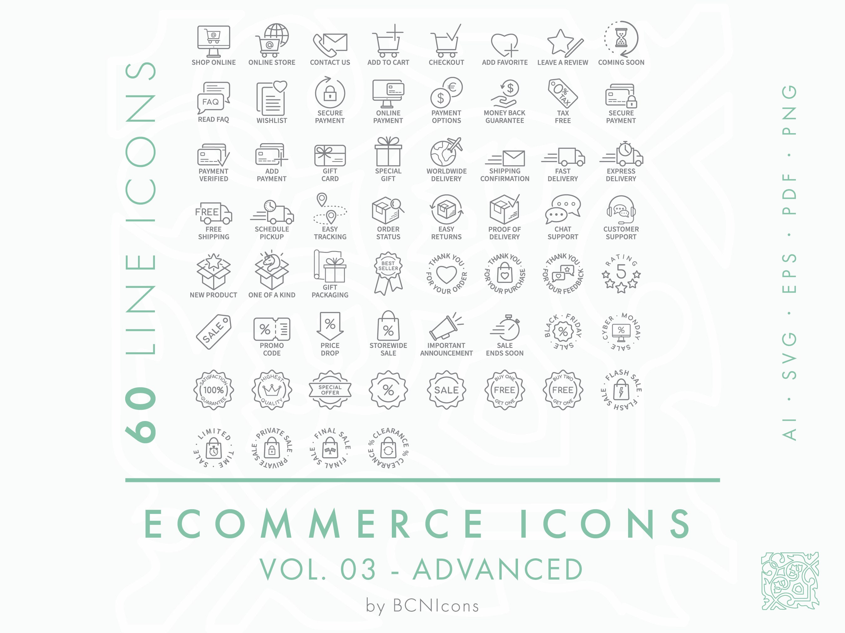 Ecommerce Symbols Vol. 03 Advanced Icon Pack SVG, Minimalist Online ...