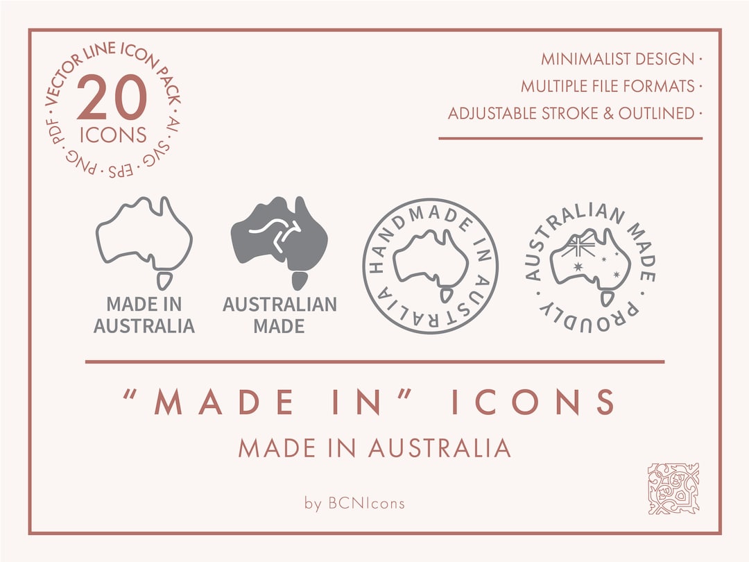 MADE IN AUSTRALIA Badge Line Icons Pack Svg Australian Made - Etsy