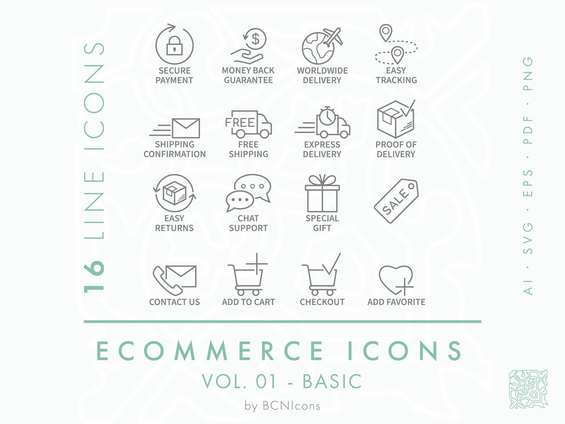 Ecommerce Symbols Vol. 01 Basic Icon Pack SVG, Minimalist Website Shop ...