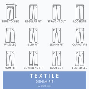 Denim Fit Symbols Line Icons Pack SVG, Minimalist Textile Jean Pants ...
