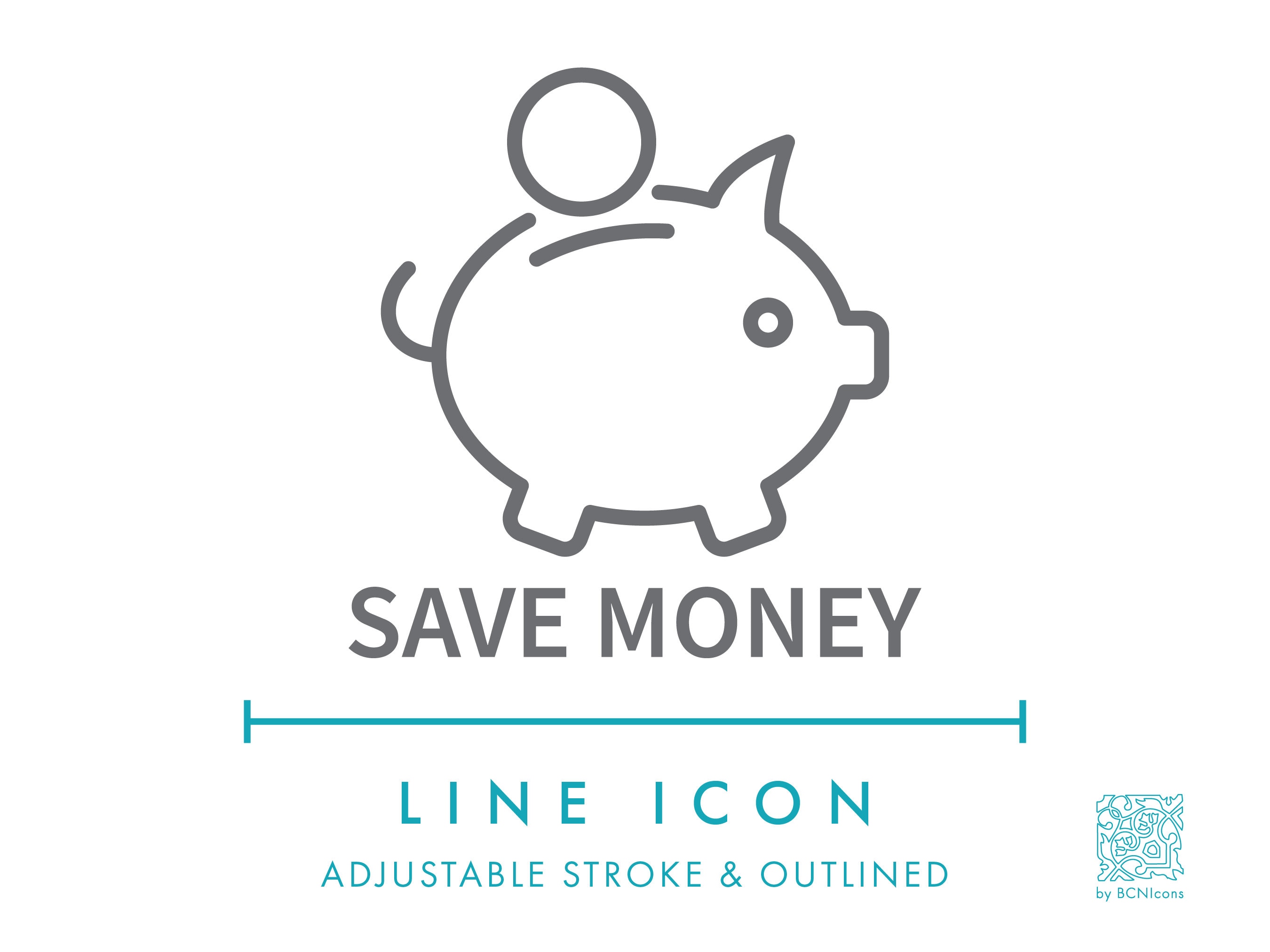 Save Money Ecommerce Line Icon SVG, Minimalist Piggy Bank Discount Icon ...