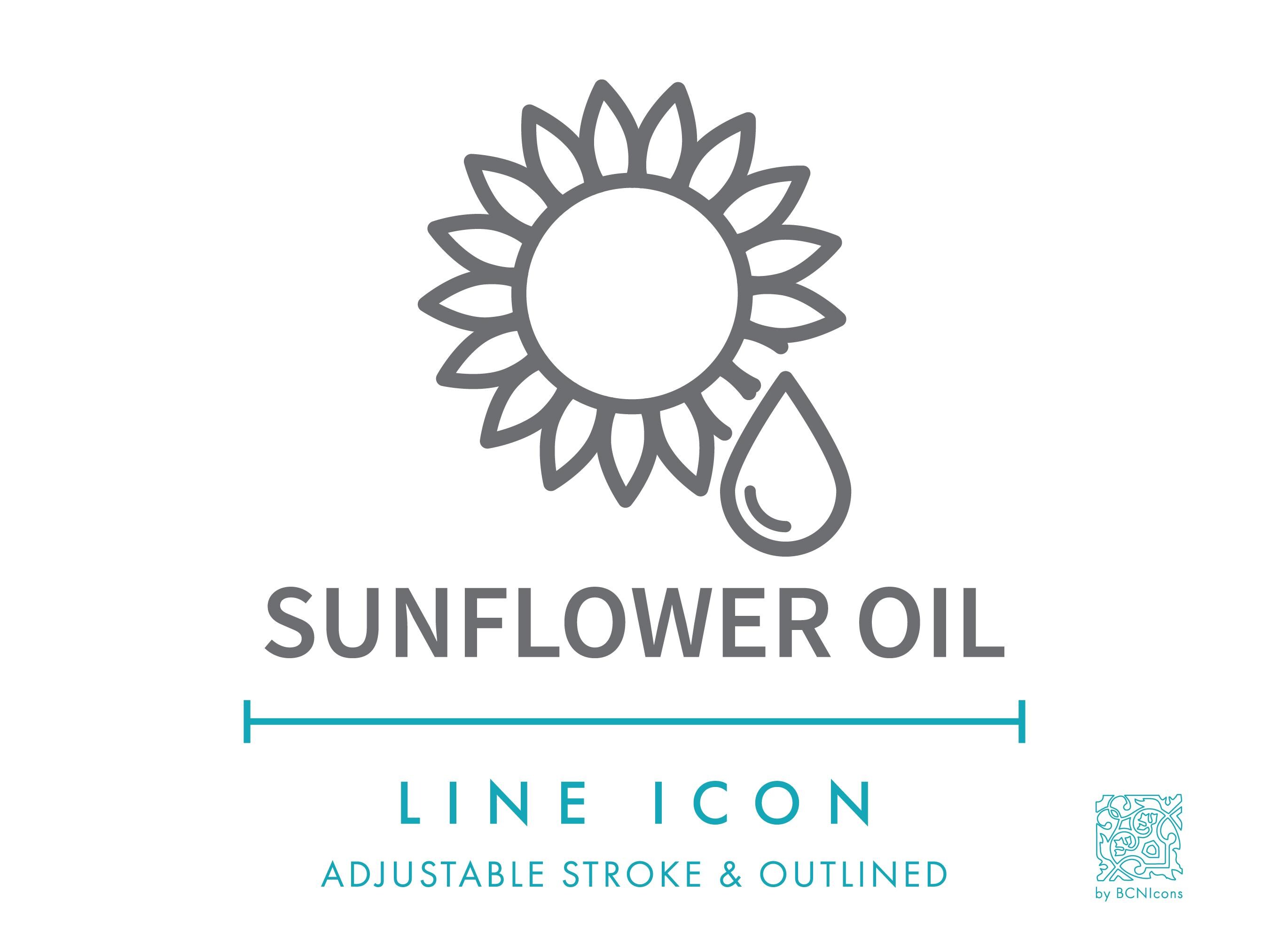 Sunflower Oil Line Icon SVG, Plant Oil Natural Food & Cosmetics ...