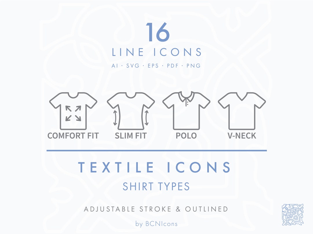 T-SHIRT TYPES Symbols Line Icons Pack SVG, Tee Shirt Neck & Cut Style ...