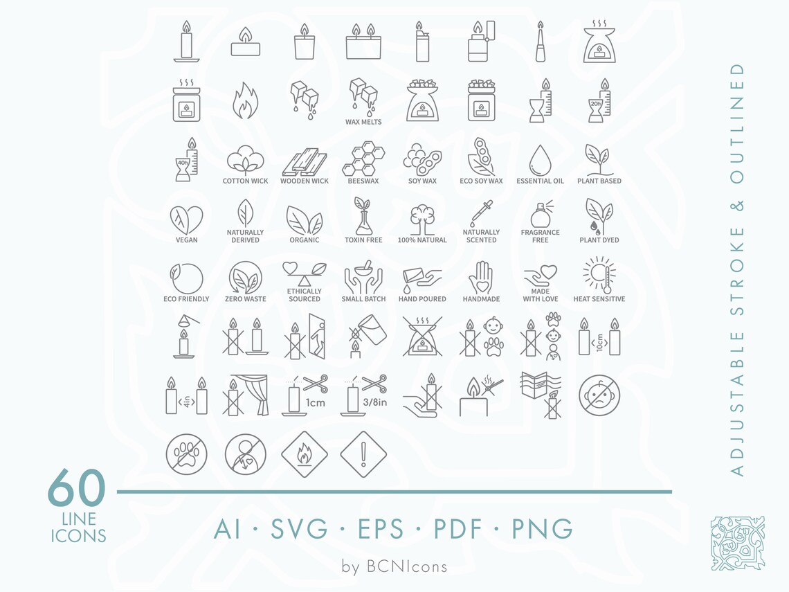 Candle Making Symbols Vol. 03 Advanced Pack Line Icons SVG - Etsy