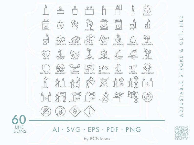 Candle Making Symbols Vol. 03 Advanced Pack Line Icons SVG, Minimalist ...