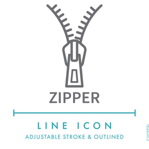 Zipper Closure Sewing Line Icon SVG, Zip Fastening Clothing Textile ...