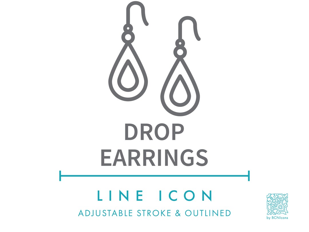Drop Earrings Jewelry Line Icon SVG, Minimalist Dangle Earrings ...