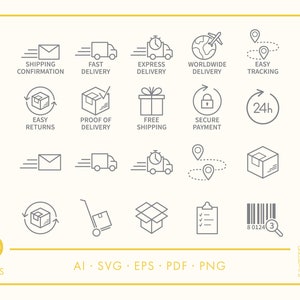 Shipping Symbols Vol. 01 Basic Outline Icon Set SVG - Etsy