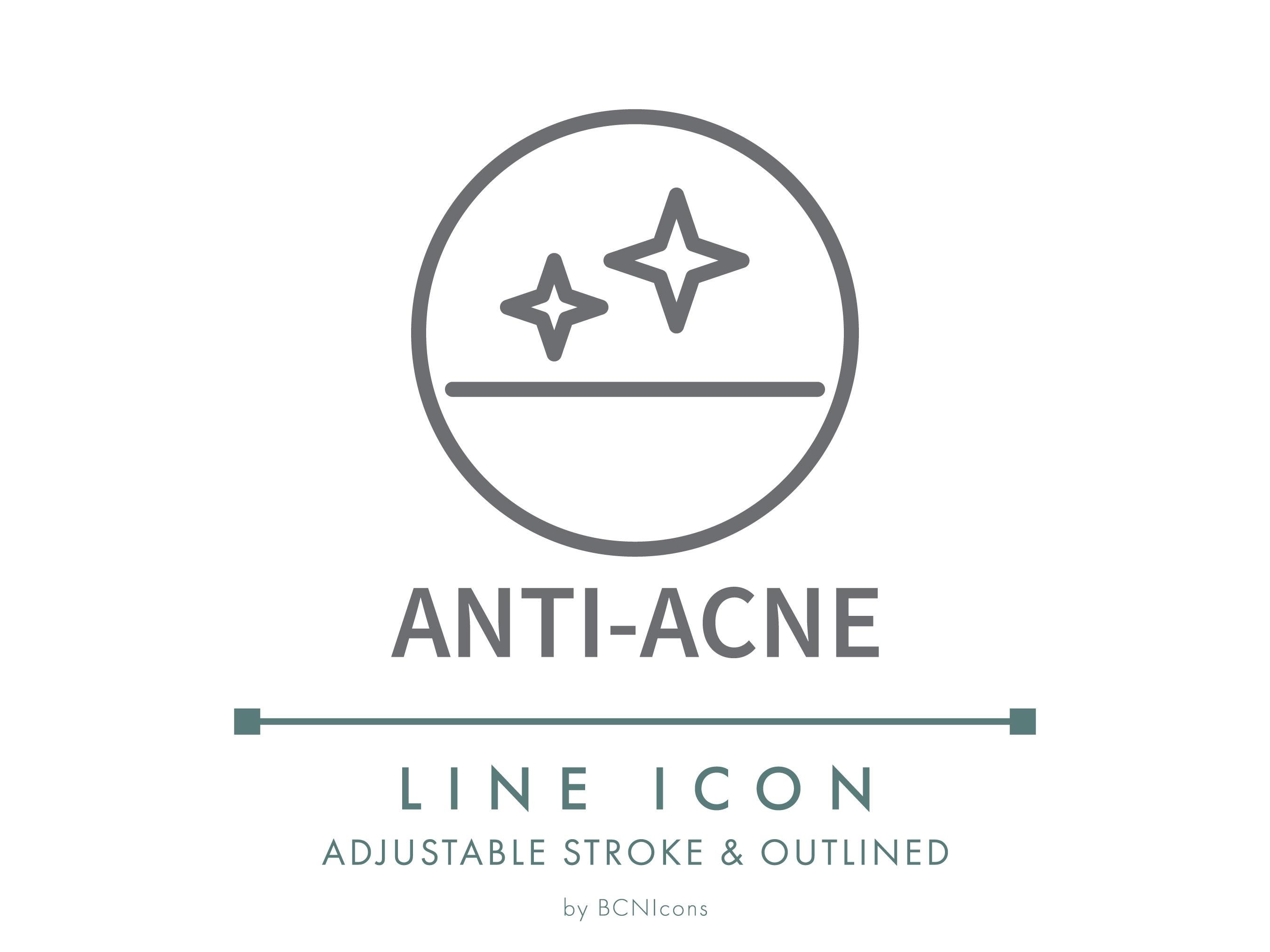 Anti Acne Line Icon SVG, Minimalist Cosmetic Skincare Packaging Symbol ...