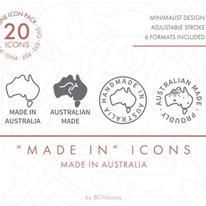 Made in Australia Badge Line Icons Pack SVG Australian Made | Etsy