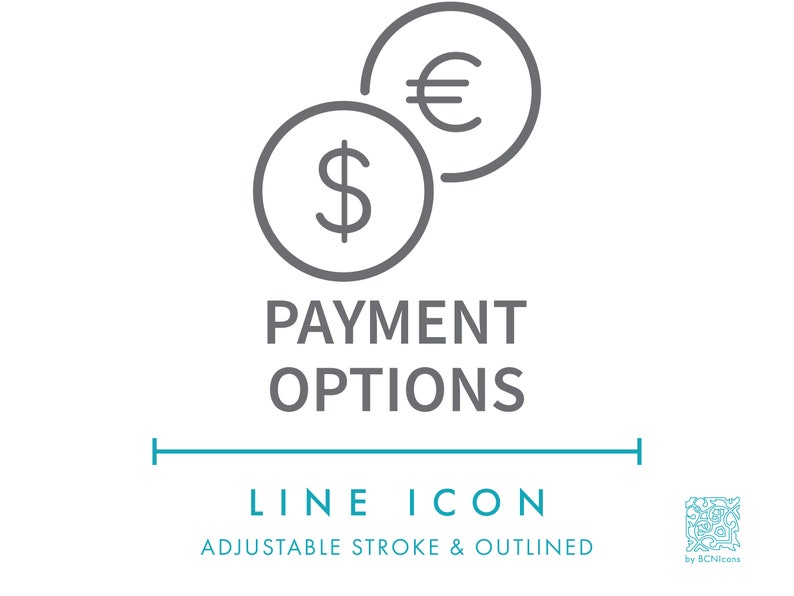 Payment Options Ecommerce Line Icon SVG, Minimalist Currency Symbols ...