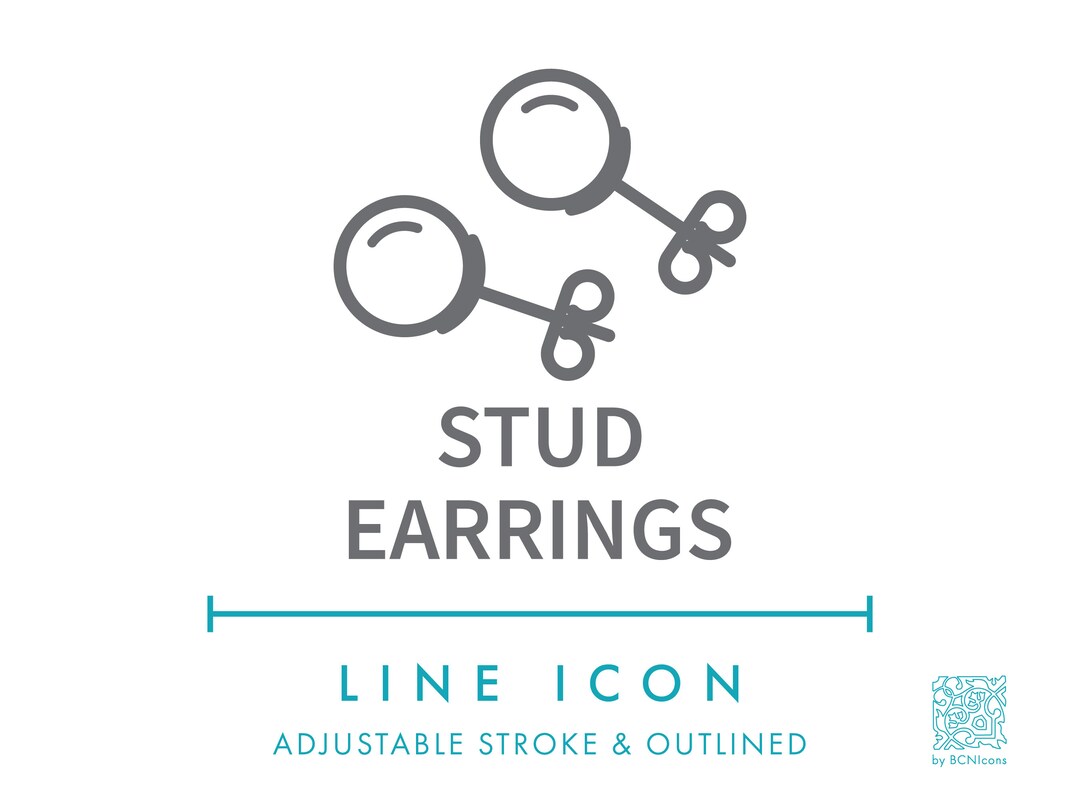 Stud Earrings Jewelry Line Icon SVG, Minimalist Studs Earrings ...