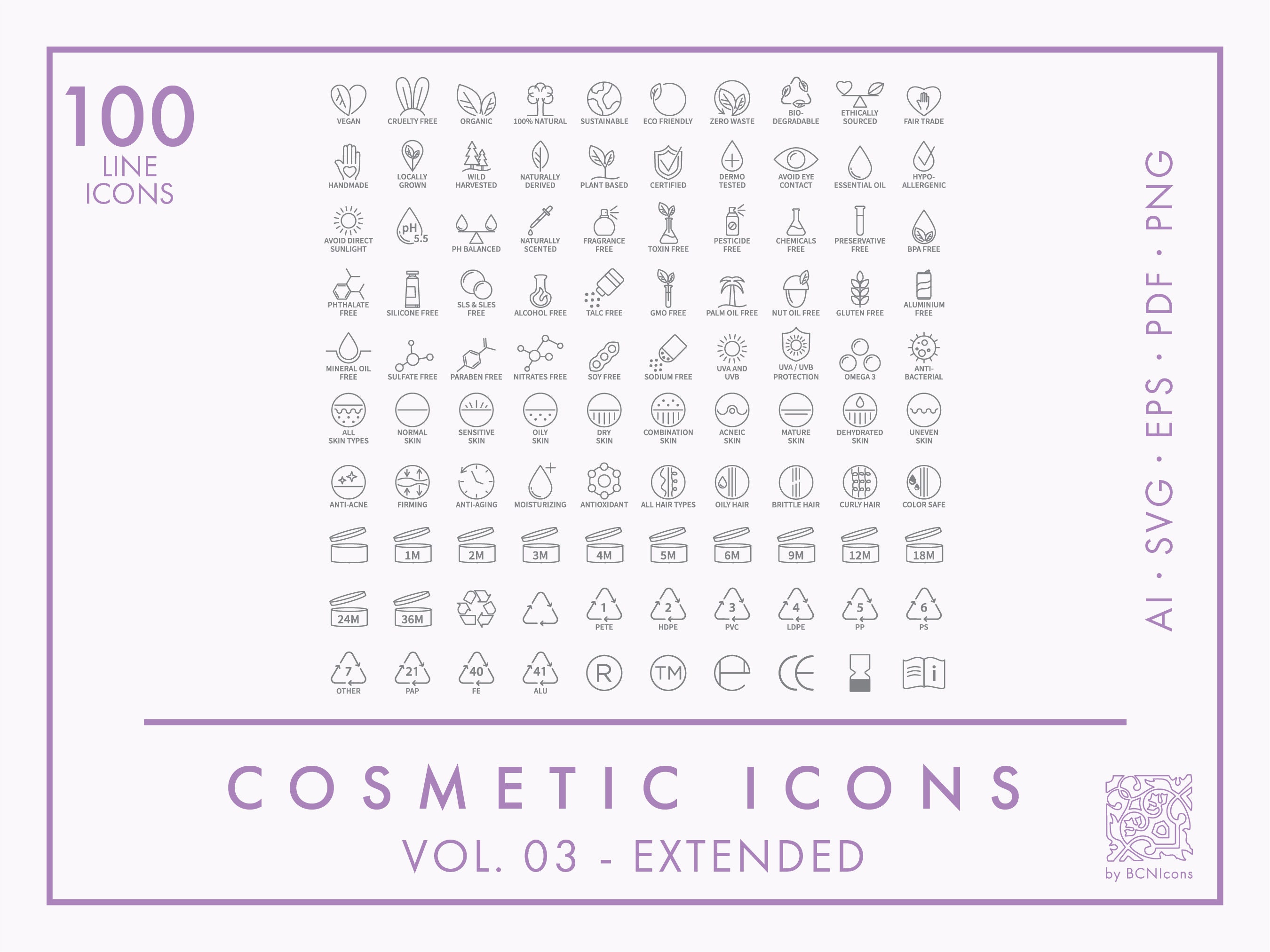 EXTENDED PACK: Cosmetics Packaging Symbols Vol. 03 Line Icons - Etsy