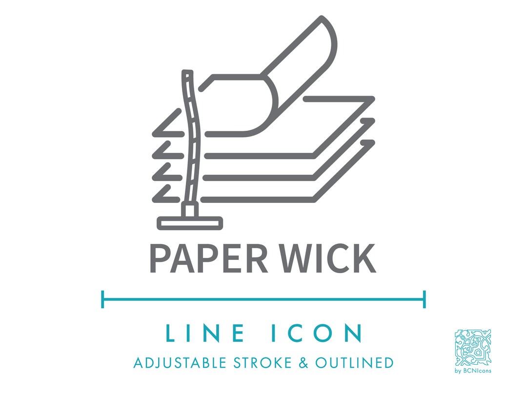 Paper Wick Line Icon SVG, Minimalist Wax Candle Packaging Clipart PNG ...
