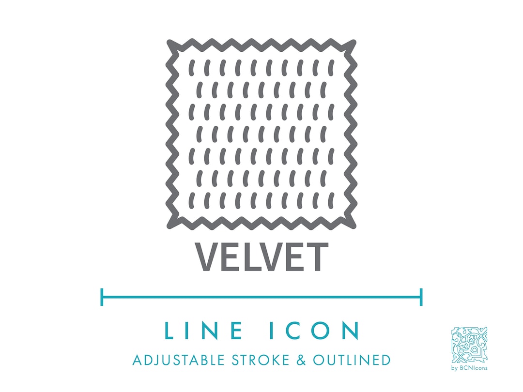 Velvet Fabric Material Line Icon SVG, Velveteen Pile Fiber Textile Icon ...