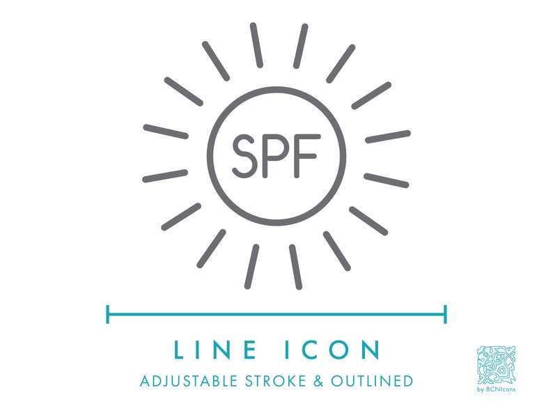 SPF Line Icon SVG, Minimalist Sun Protective Skincare Cosmetics ...