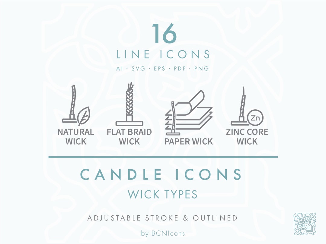 WICK TYPES Candle Making Line Icon Pack SVG, Minimalist Candle Wicks ...