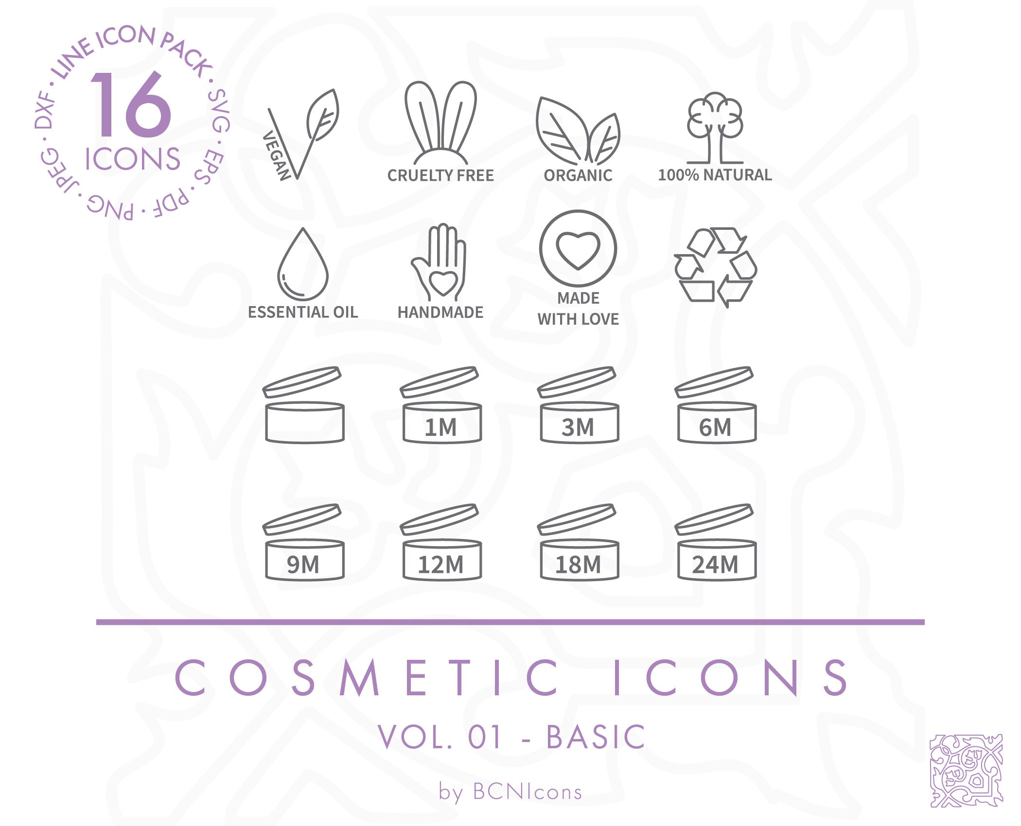 BASIC PACK: Cosmetics Packaging Symbols Vol. 01 Line Icon SVG | Etsy