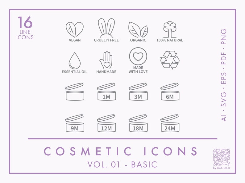 BASIC PACK: Cosmetics Packaging Symbols Vol. 01 Line Icon - Etsy