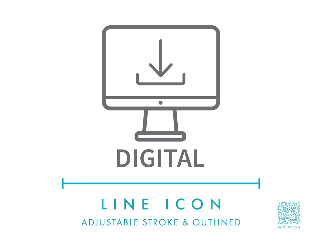 Digital Download Ecommerce Line Icon SVG, Minimalist Digital Files ...