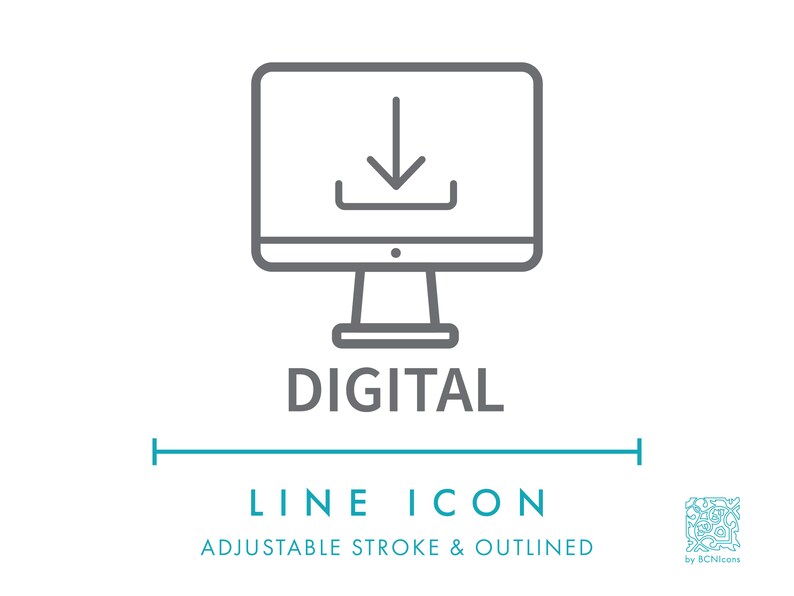 Digital Download Ecommerce Line Icon SVG, Minimalist Digital Files ...