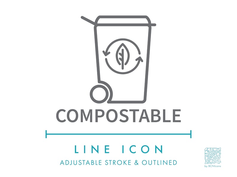 Compostable Line Icon SVG, Biodegradable Eco Friendly Packaging Icon ...