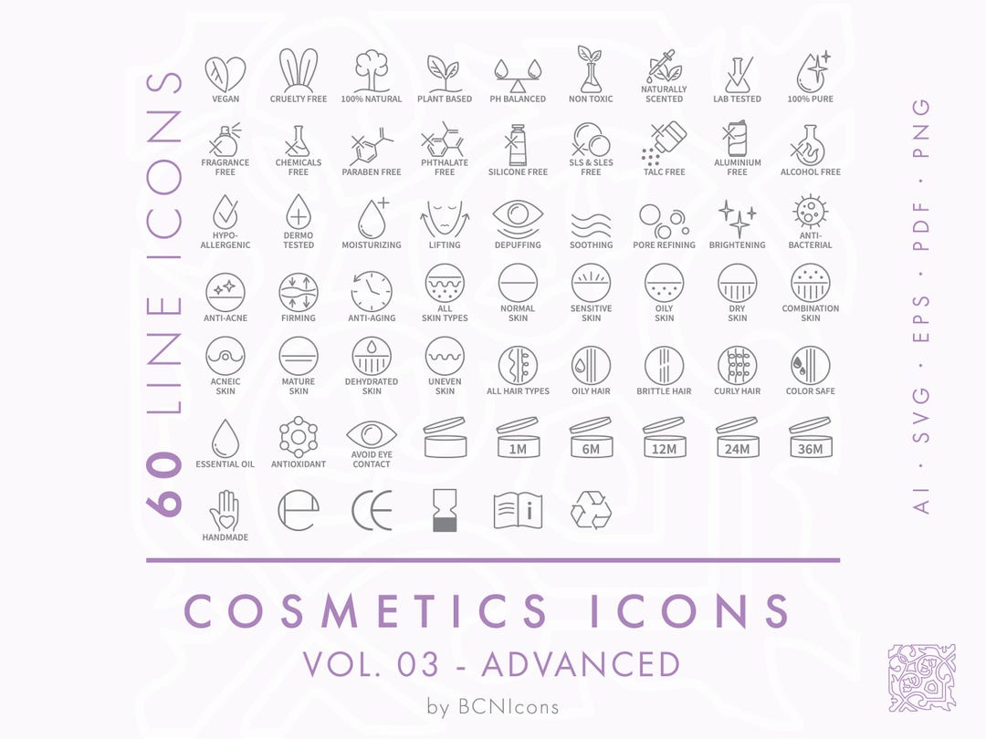 Cosmetics Packaging Symbols Vol.03 Advanced Line Icons Pack SVG ...