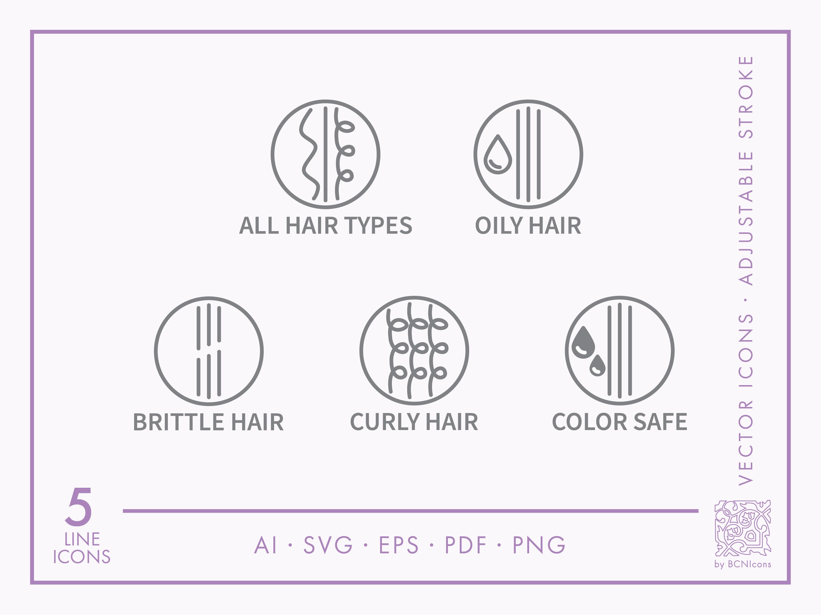 Hair Types Line Icons Pack SVG Minimalist Cosmetics Symbols - Etsy Canada