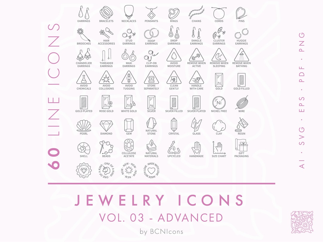 Jewelry Line Icons Vol. 03 ADVANCED PACK Svg, Minimalist Jewellery ...